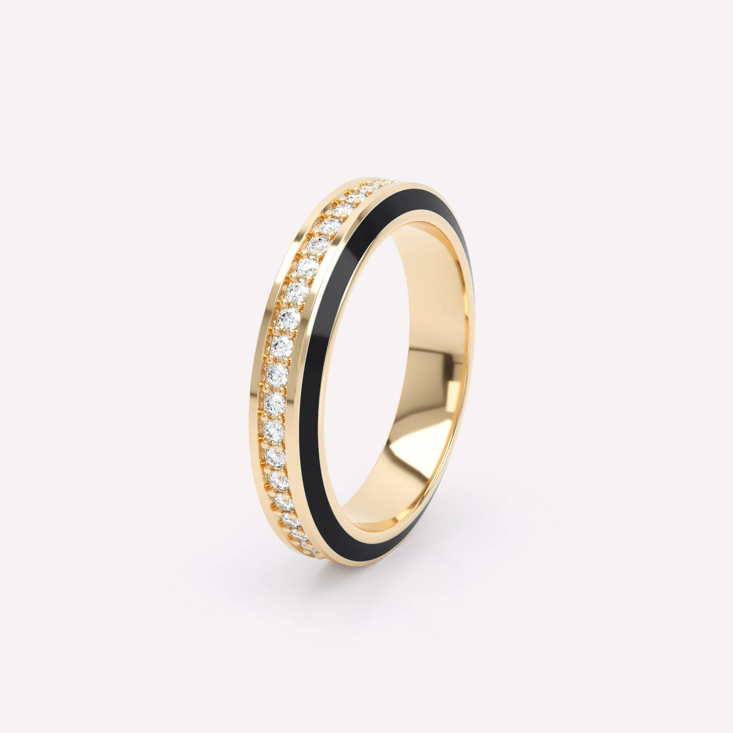 Eternity Black Enamel 4mm Diamond Ring – LOEV